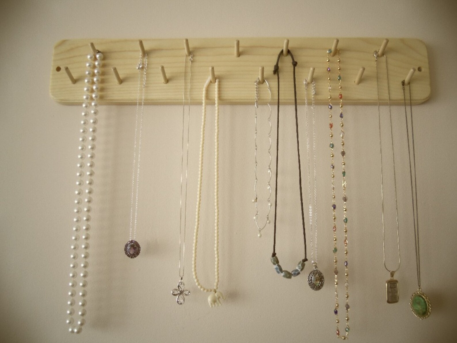 Necklace Jewelry Rack Organizer Natural Finished Wood With - Etsy