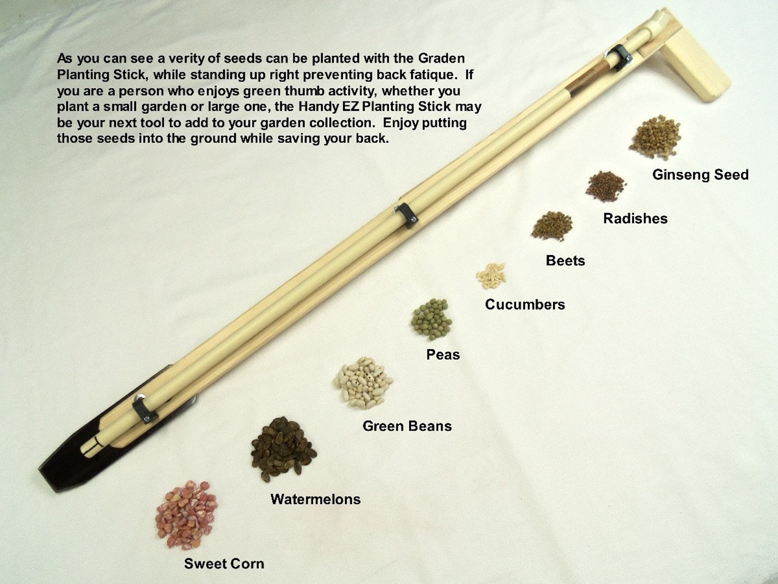 Garden Ginseng Planting Stick Seeder Tool Wooden Steel Seeds Ginseng ...