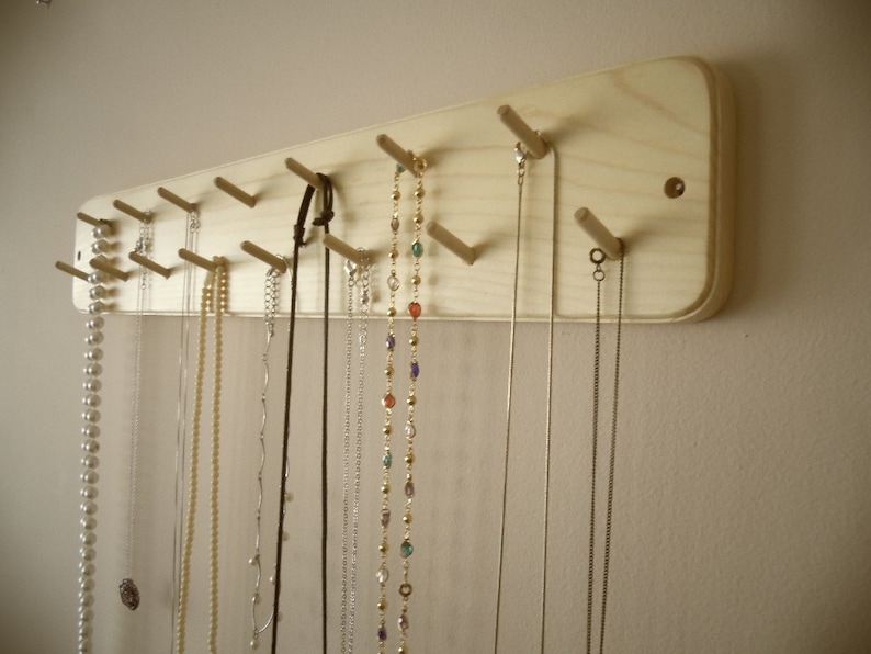 Necklace Jewelry Rack Organizer Natural Finished Wood With - Etsy
