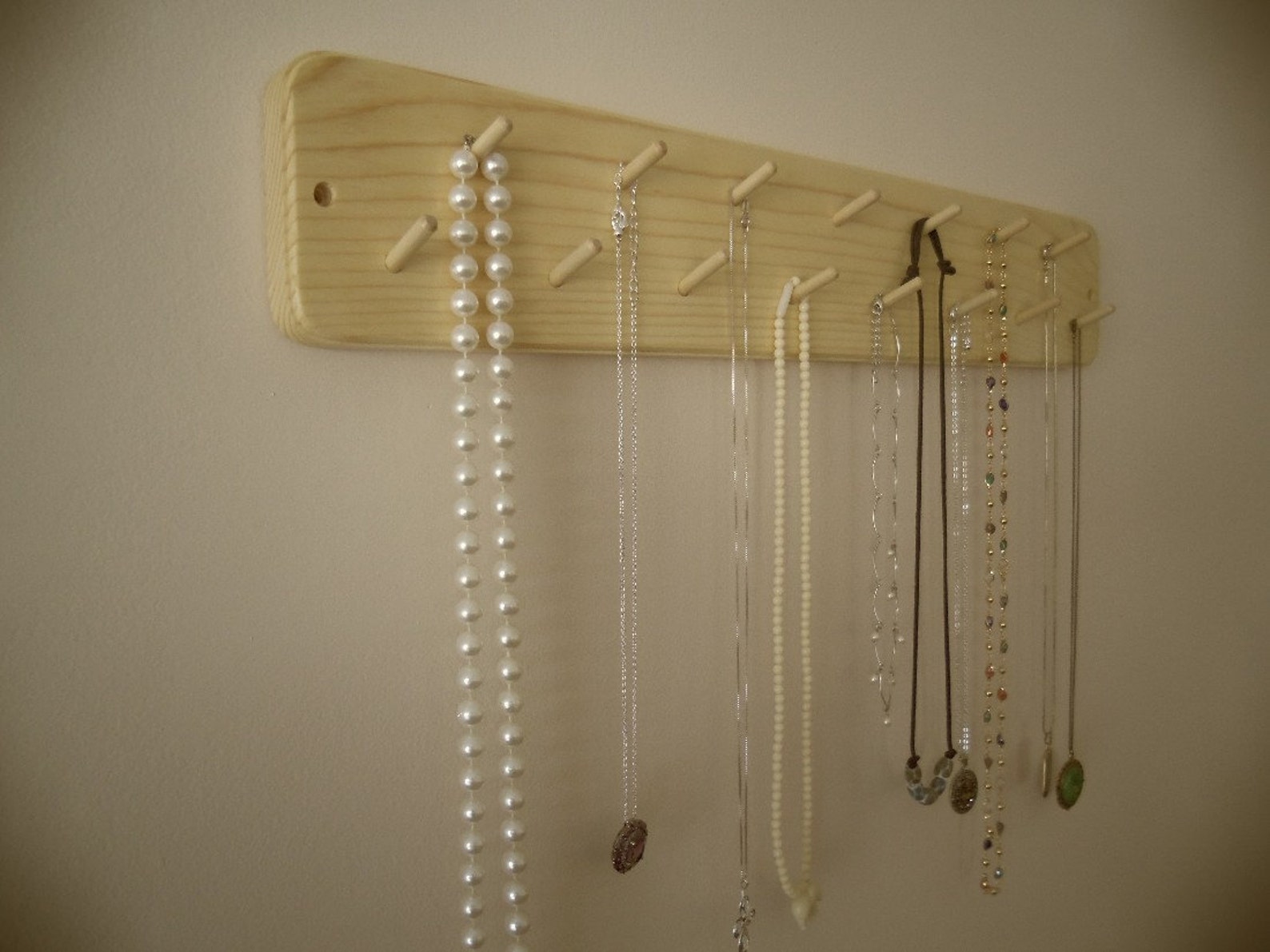 Necklace Jewelry Rack Organizer Natural Finished Wood With - Etsy