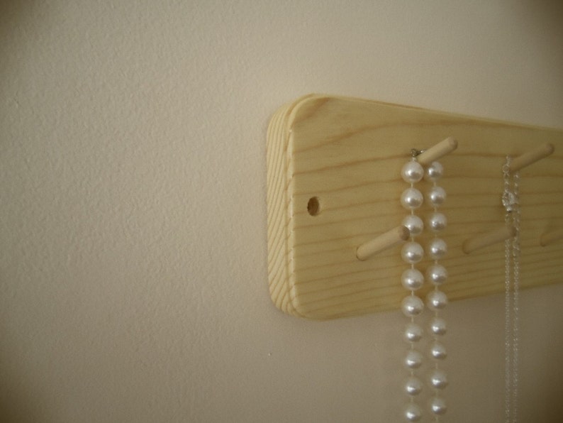 Necklace Jewelry Rack Organizer Natural Finished Wood With - Etsy