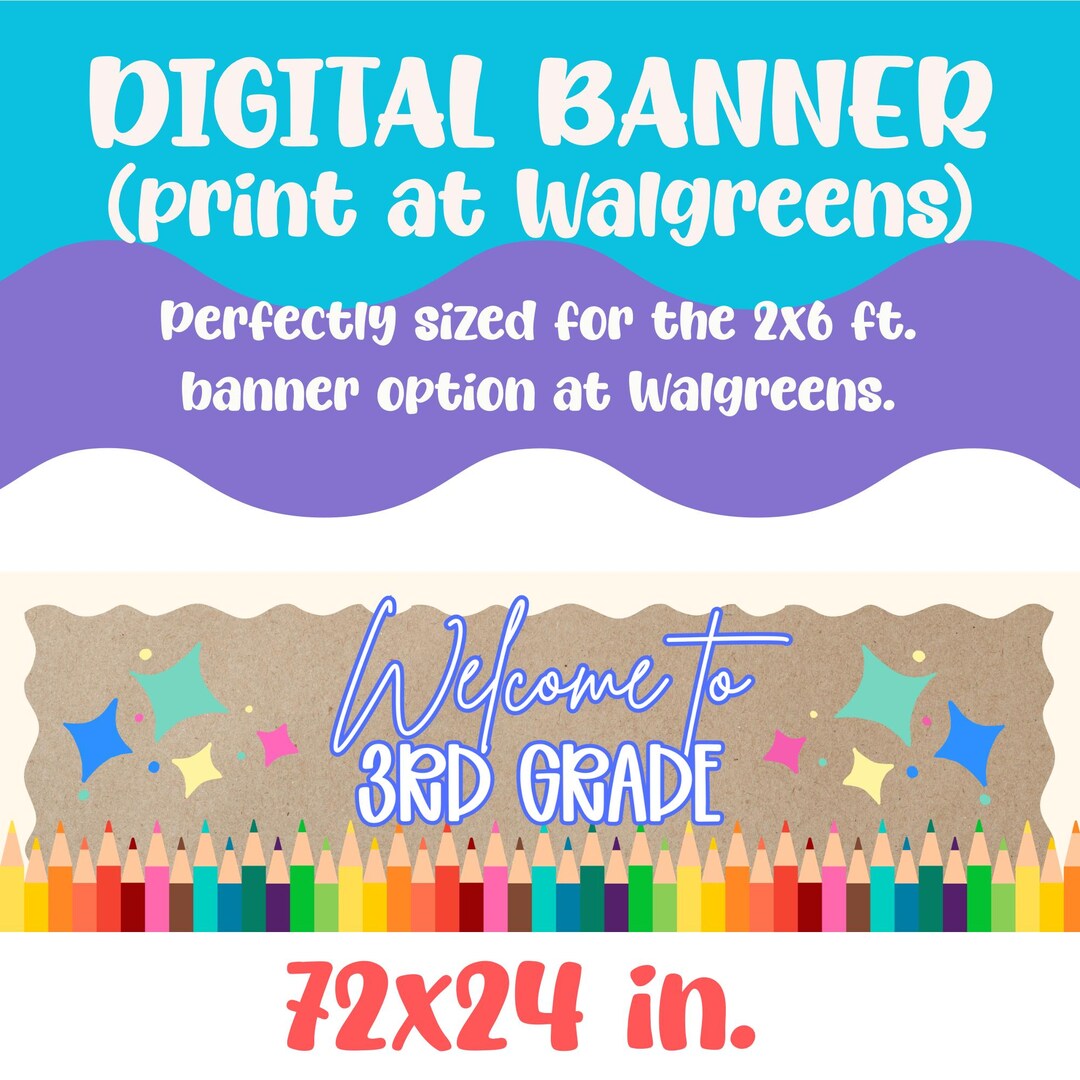 First Day of School Banner, Welcome Banner, Digital Banner, Retro ...