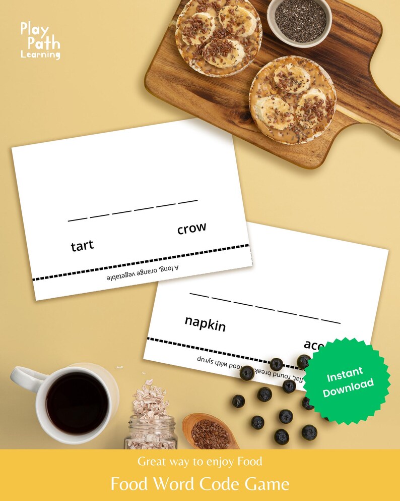 Food Word Code Game Printable for Kids | Word Puzzle Activity | Kids ...