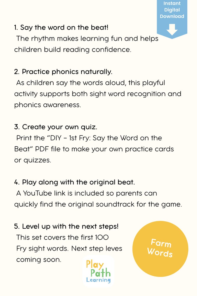 Say the Word on the Beat Farm Printable Game | Rhyming Words Literacy ...