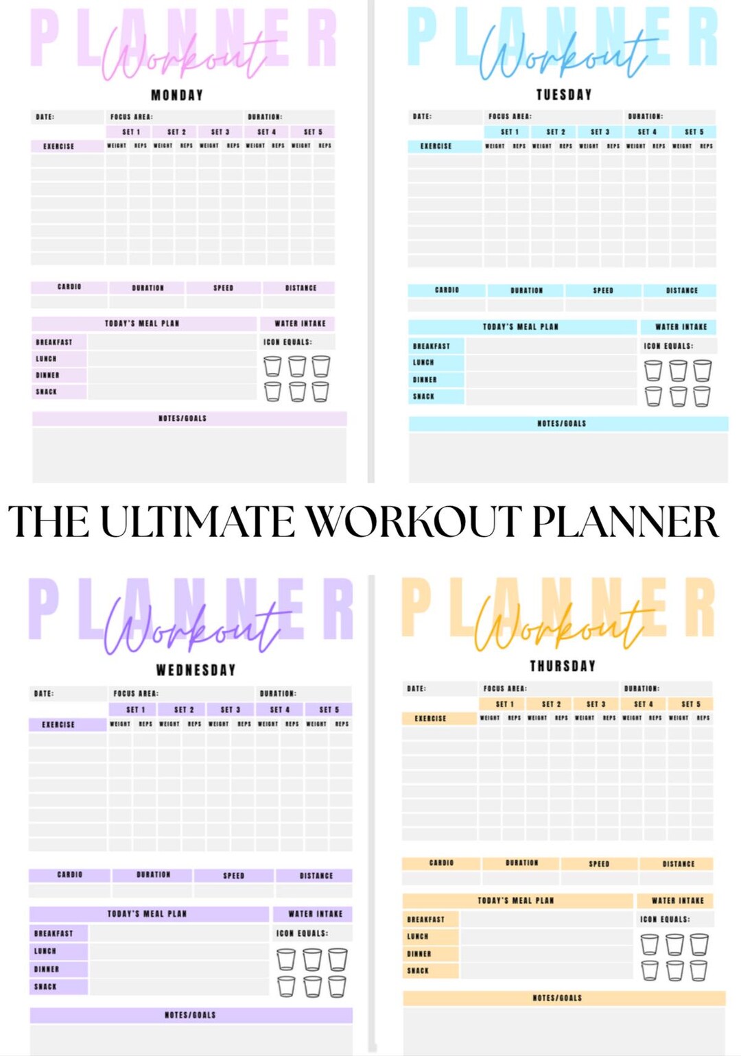 Weekly Exercise Planner Printable. Weekly Fitness Tracker. - Etsy