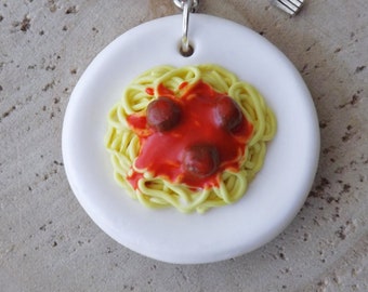 Spaghetti Keychain // Polymer Clay Food // Clay Keychain, Novelty ...