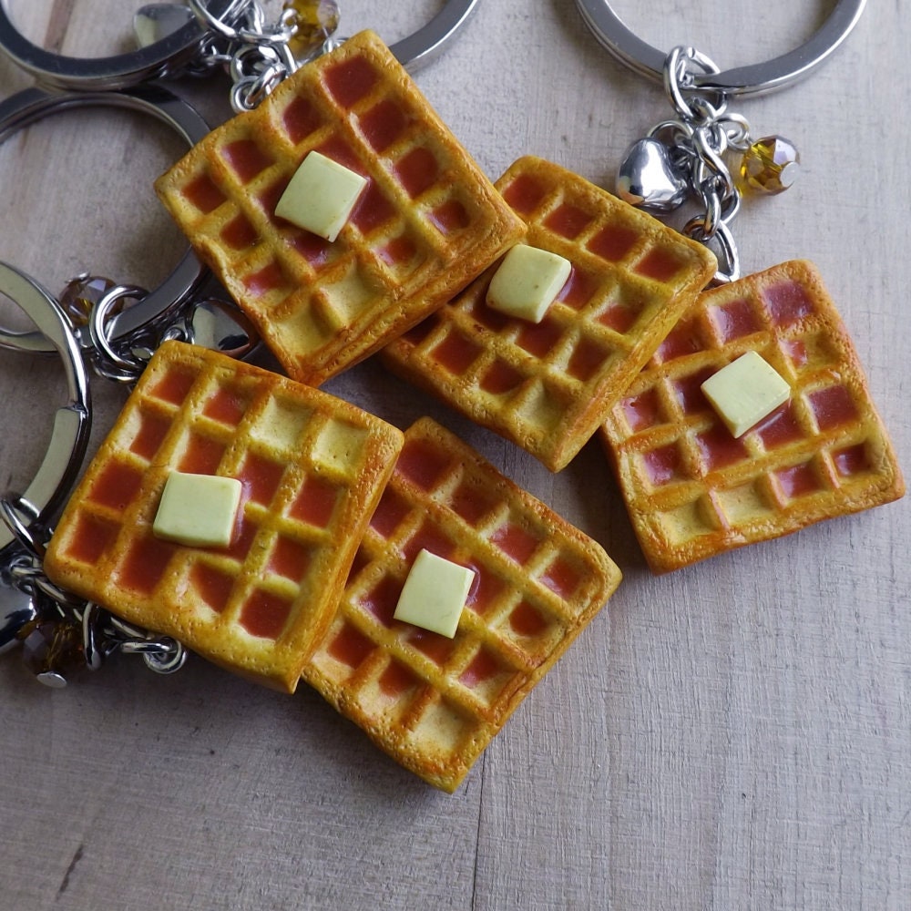 Waffle Keychain Polymer Clay Handmade - Etsy Canada