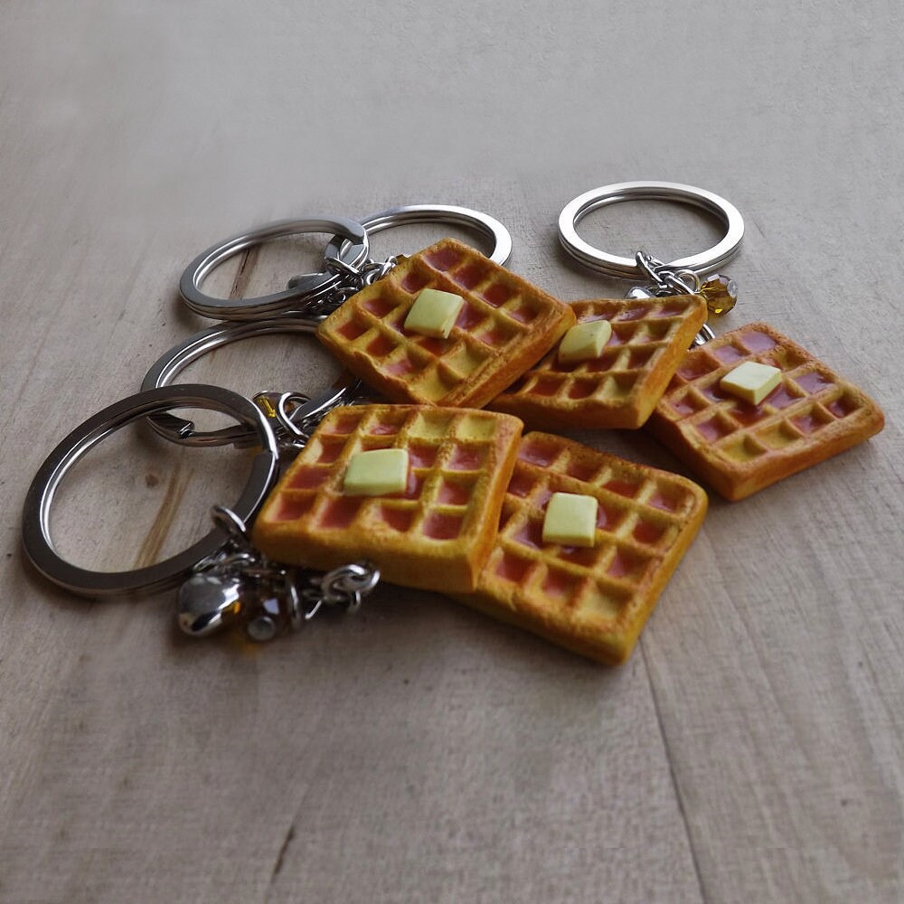 Waffle Keychain Polymer Clay Handmade - Etsy Canada