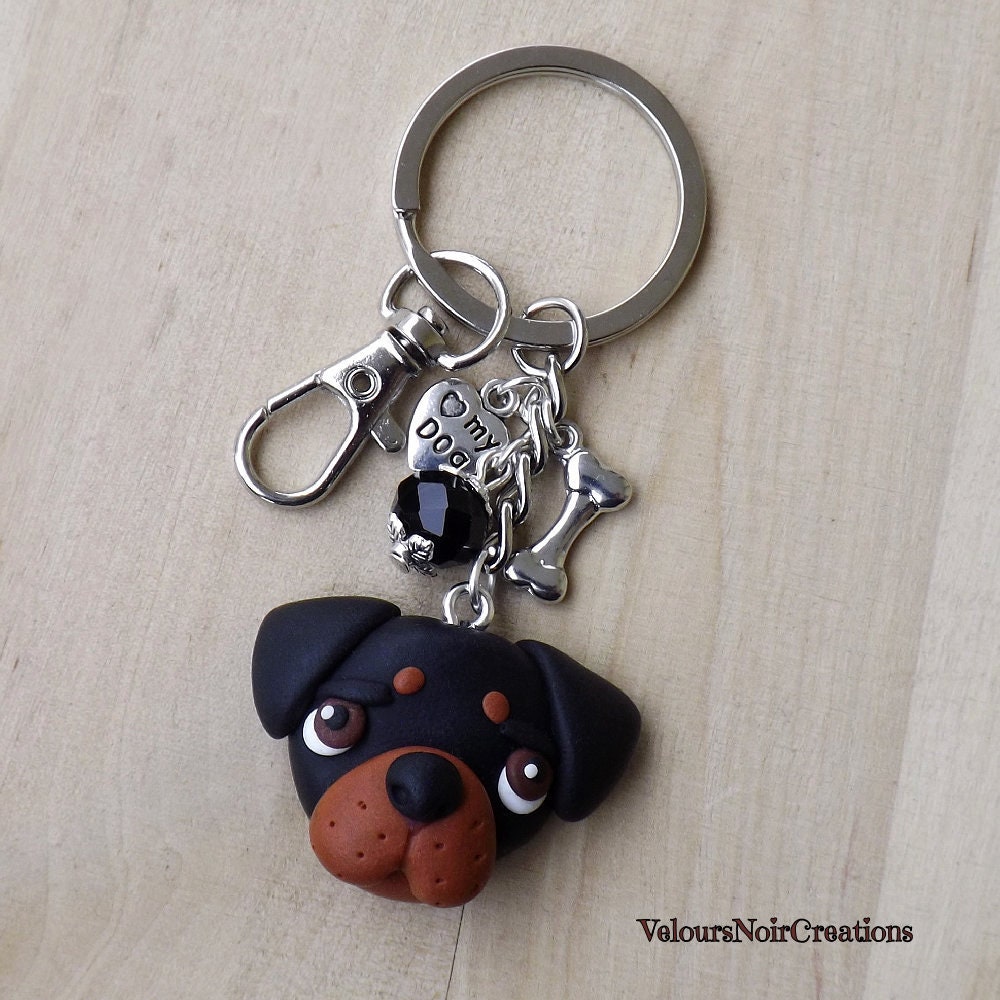 Rottweiler keychain polymer clay handmade | Etsy