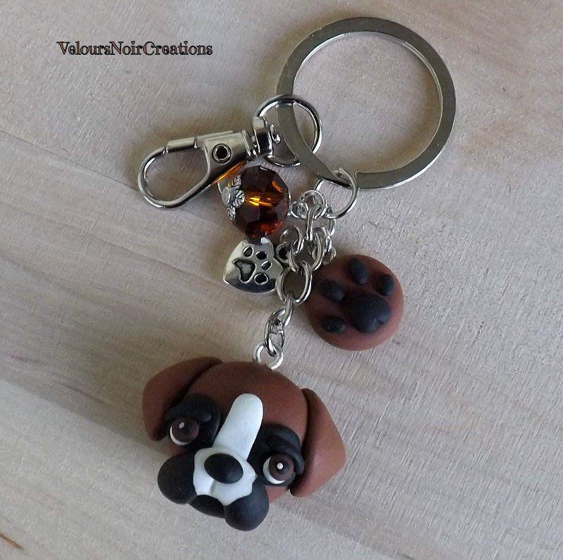 Boxer Dog Keychain Polymer Clay Handmade - Etsy