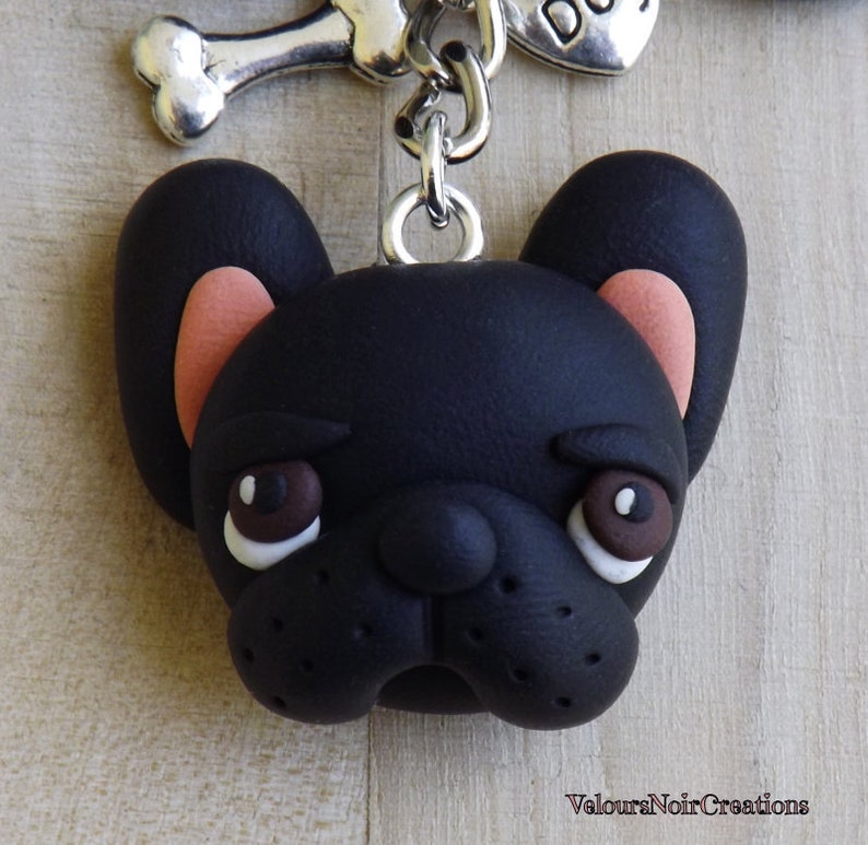 Black French Bulldog Keychain Handmade Polymer Clay - Etsy Hong Kong