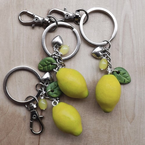 Lemon Kitty Keychain Cat Polymer Clay Handmade Cute - Etsy