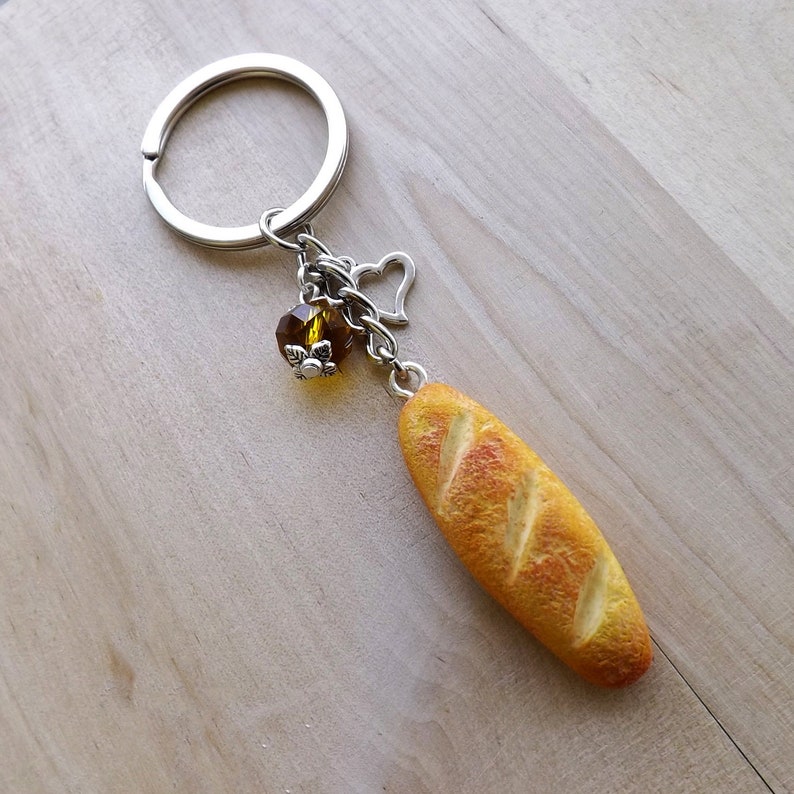 French Baguette bread keychain polymer clay | Etsy