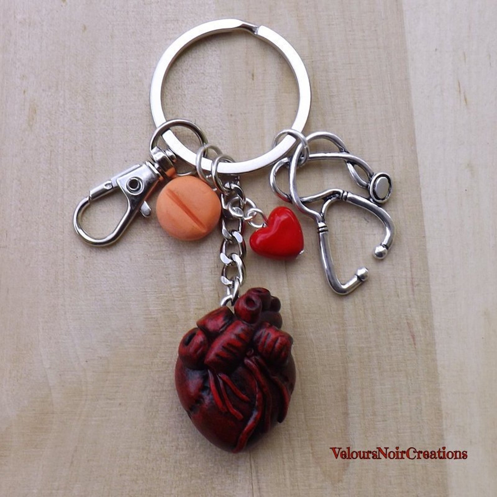 Anatomical Heart Pill and Stethoscope Keychain - Etsy