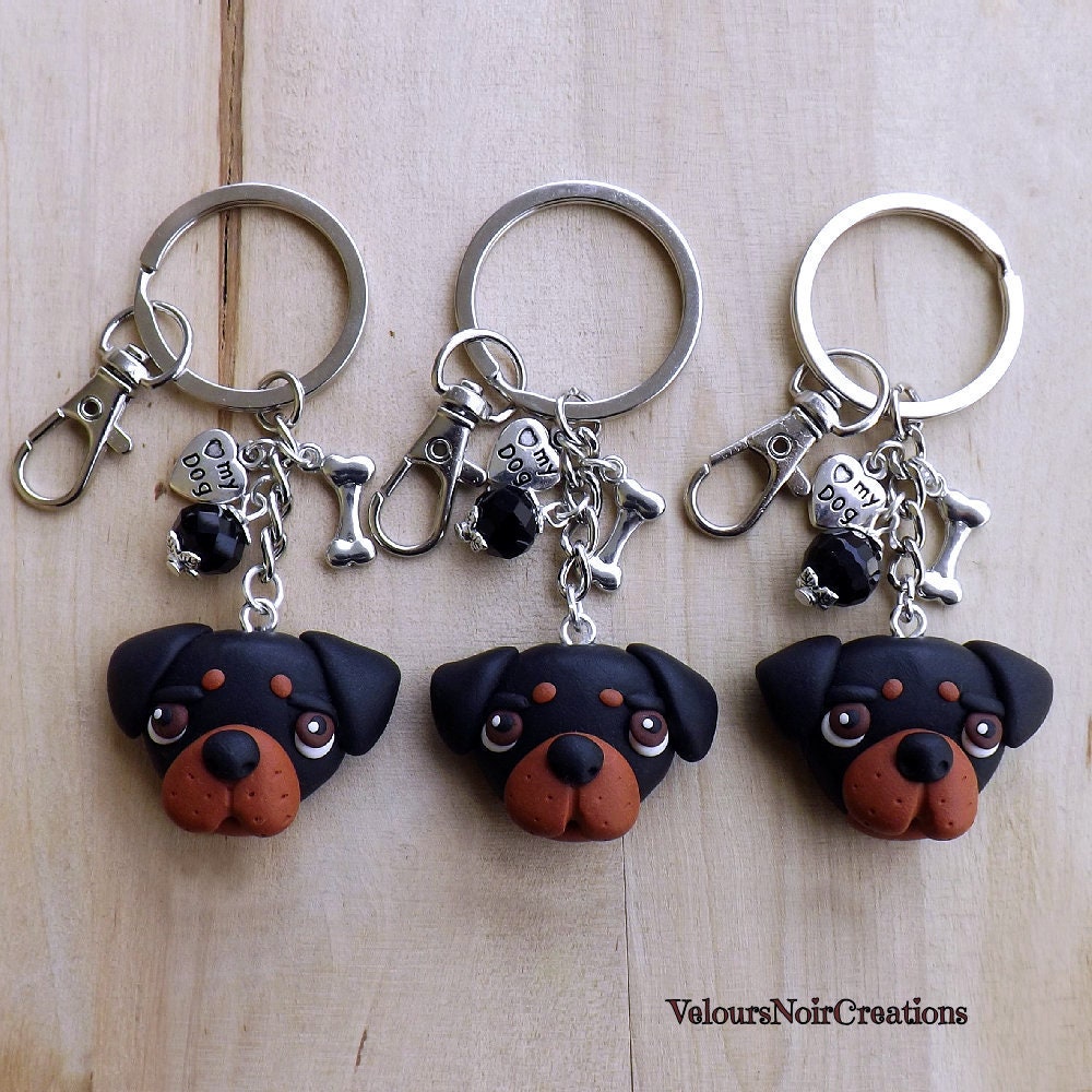 Rottweiler Keychain Polymer Clay Handmade - Etsy Canada