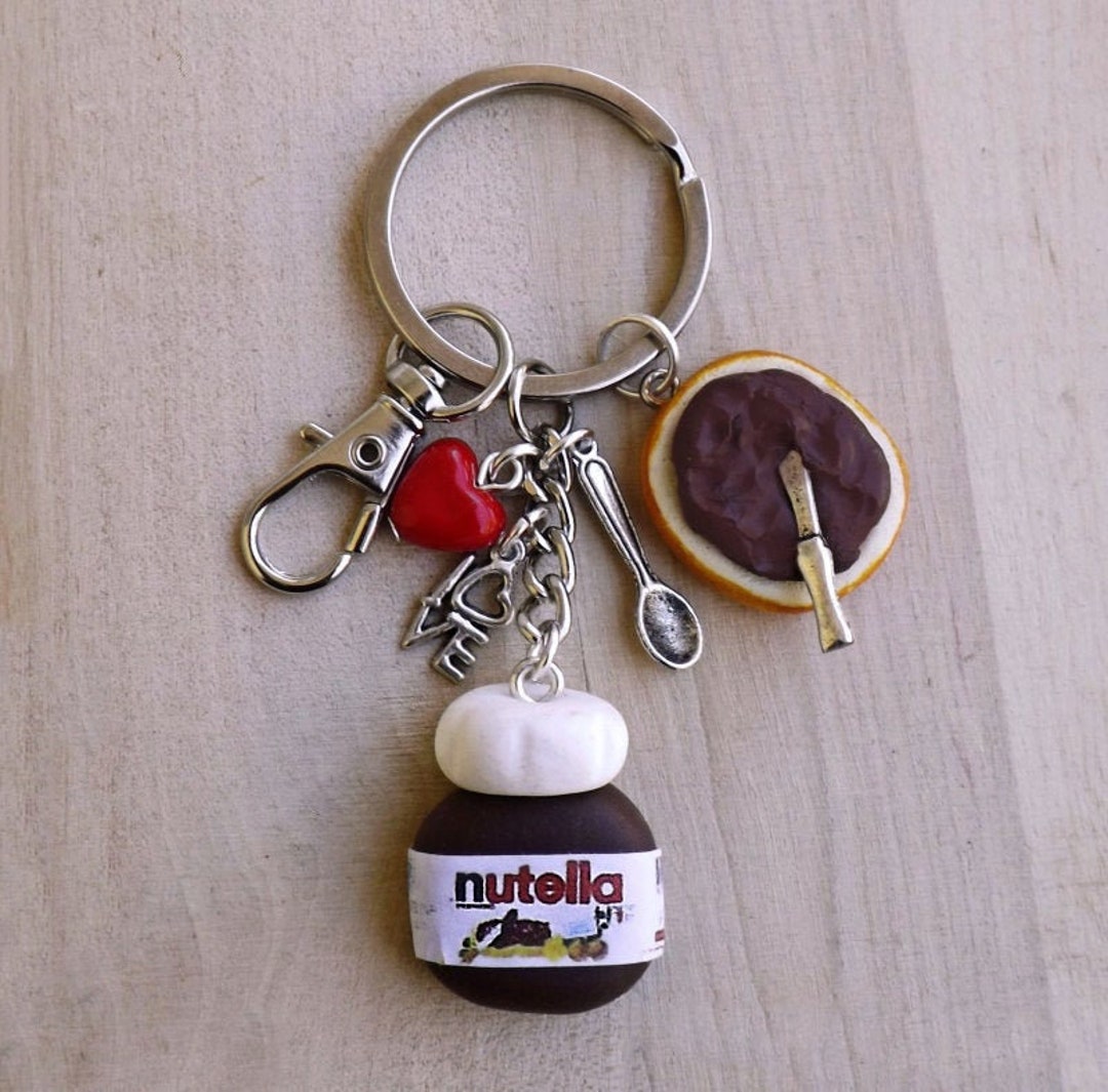 Nutella Jar Bread and Chocolate Keychain Handmade - Etsy