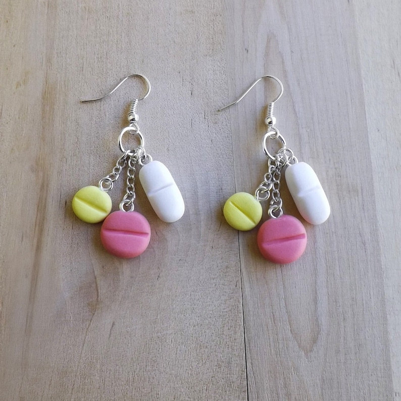 Polymer Clay Pill Earrings – Handmade Gift for Doctors, Nurses ...