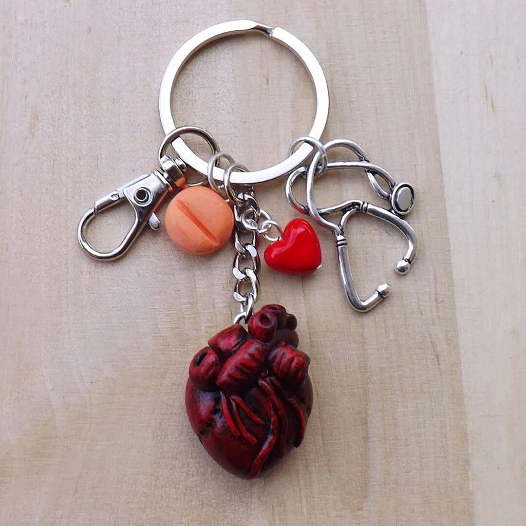 Anatomical Heart Pill and Stethoscope Keychain - Etsy