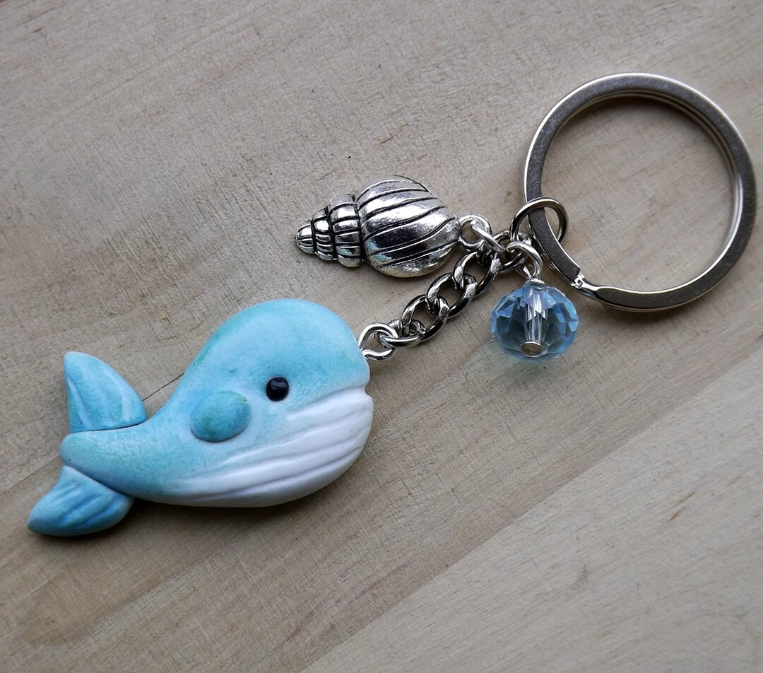 Blue Whale Keychain Polymer Clay Handmade - Etsy