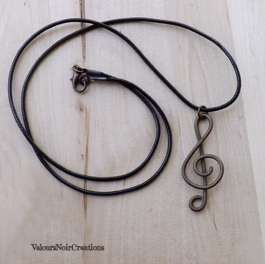 Copper Treble Clef Wire Necklace Music Gift - Etsy