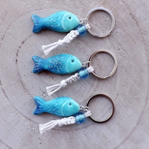 Blue Fish Keychain Polymer Clay Handmade Etsy