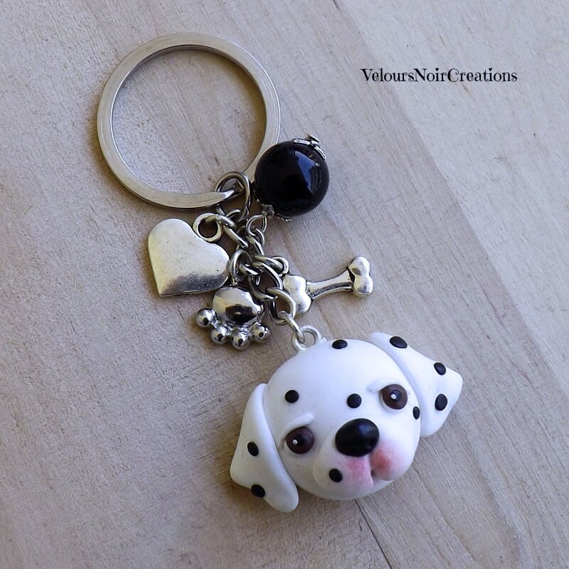 Dalmatian Dog Keychain Polymer Clay Handmade - Etsy