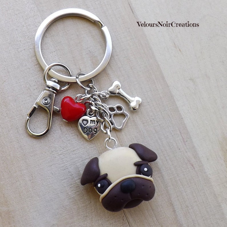 Pug Keychain Handmade Polymer Clay - Etsy UK