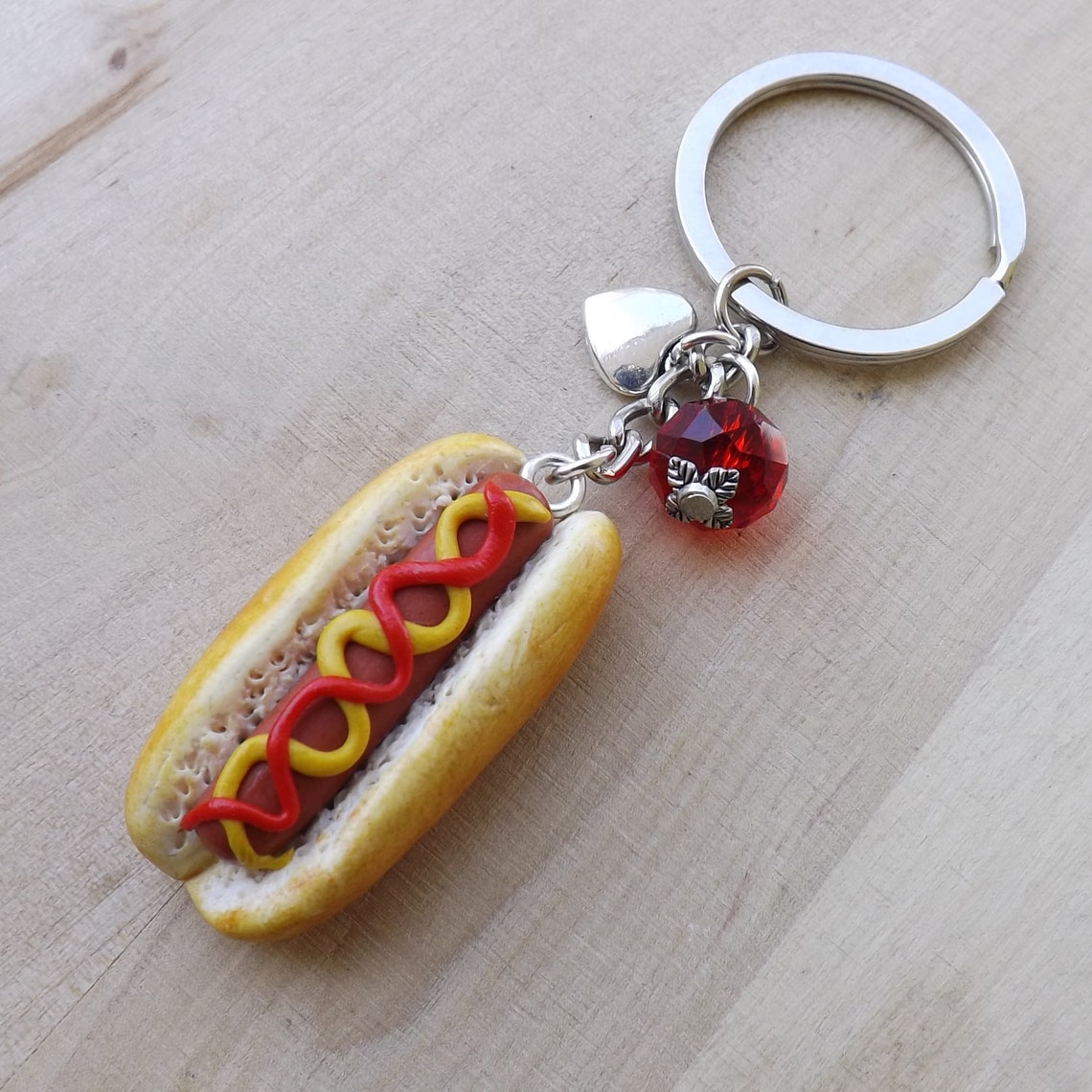 Hot Dog Keychain Polymer Clay Handmade | Etsy