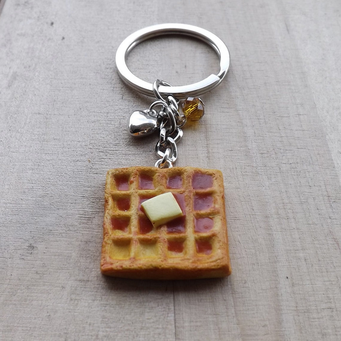 Waffle Keychain Polymer Clay Handmade - Etsy Canada