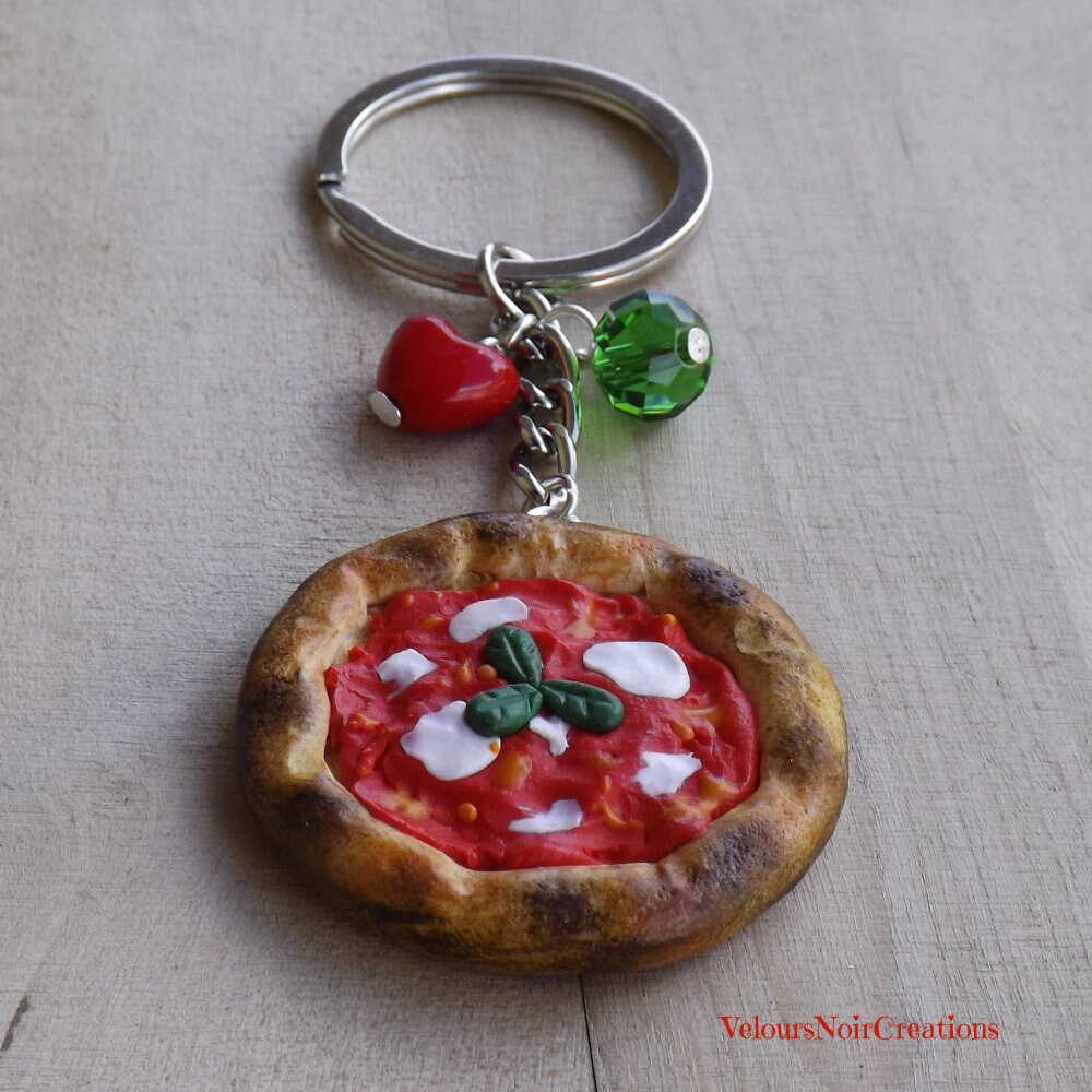 Pizza Margherita Naples Keychain Polymer Clay Handmade - Etsy