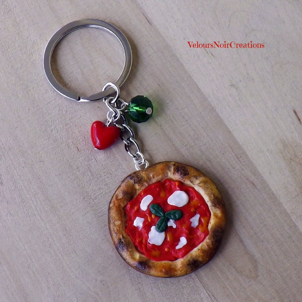 Pizza Margherita Naples Keychain Polymer Clay Handmade - Etsy