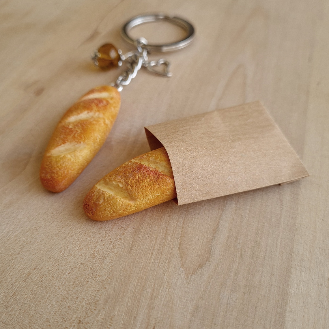 French Baguette bread keychain polymer clay | Etsy