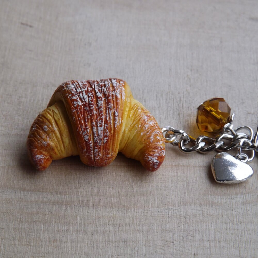 Croissant Keychain Polymer Clay Handmade - Etsy UK