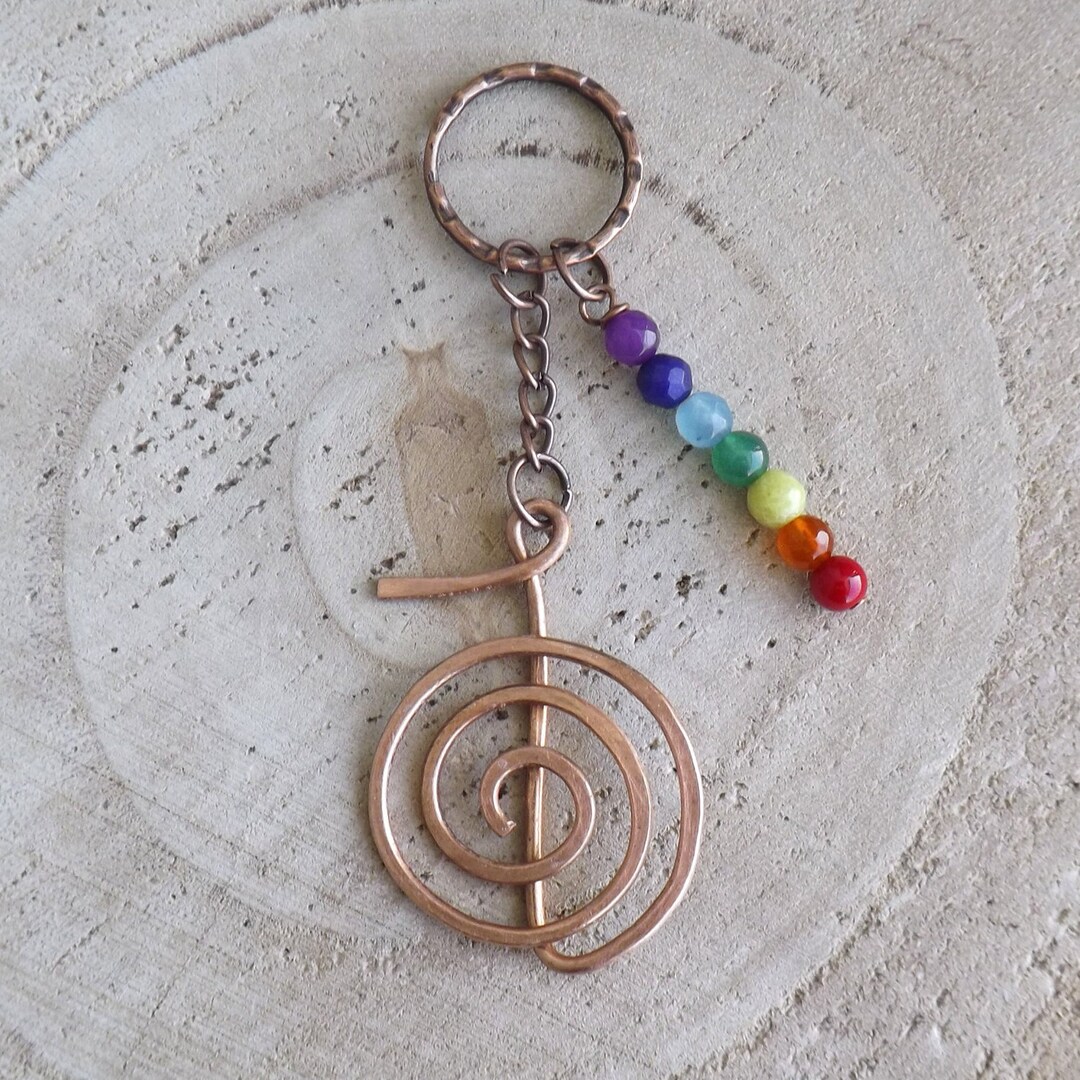 Choku Rei Reiki Keychain – Copper Handmade Symbol of Power With Chakra ...