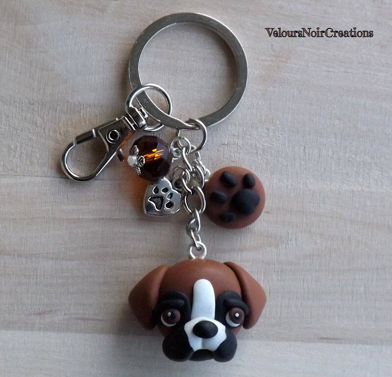 Boxer Dog Keychain Polymer Clay Handmade - Etsy