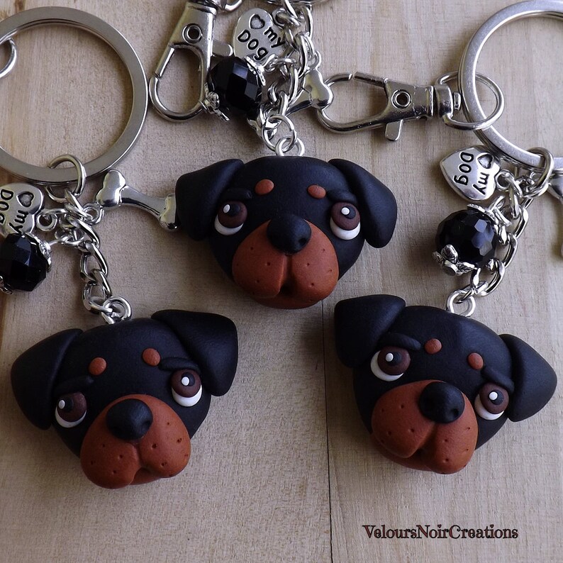 Rottweiler Keychain Polymer Clay Handmade - Etsy Canada