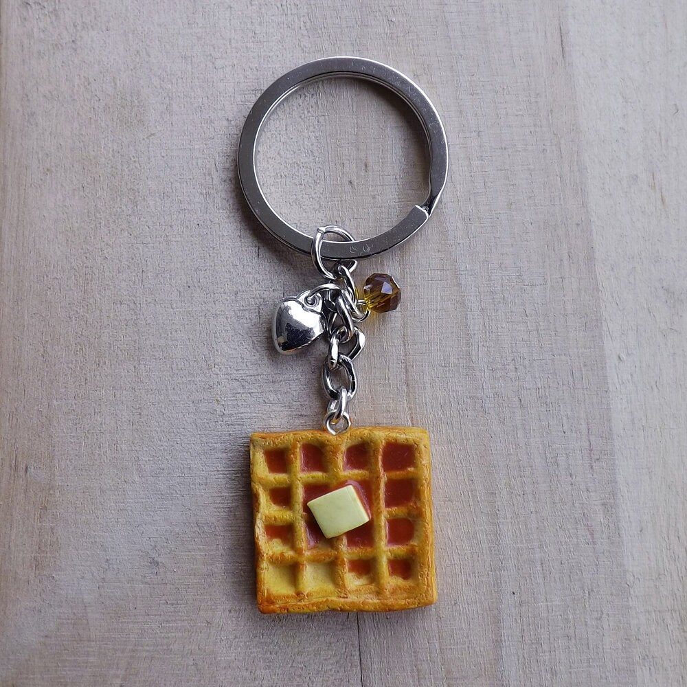 Waffle Keychain Polymer Clay Handmade - Etsy Canada