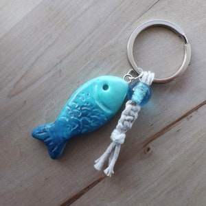 Blue Fish Keychain Polymer Clay Handmade - Etsy