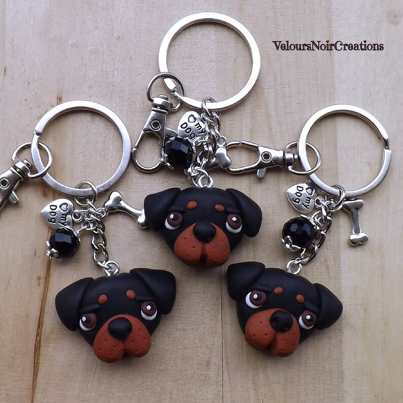 Rottweiler Keychain Polymer Clay Handmade - Etsy Canada