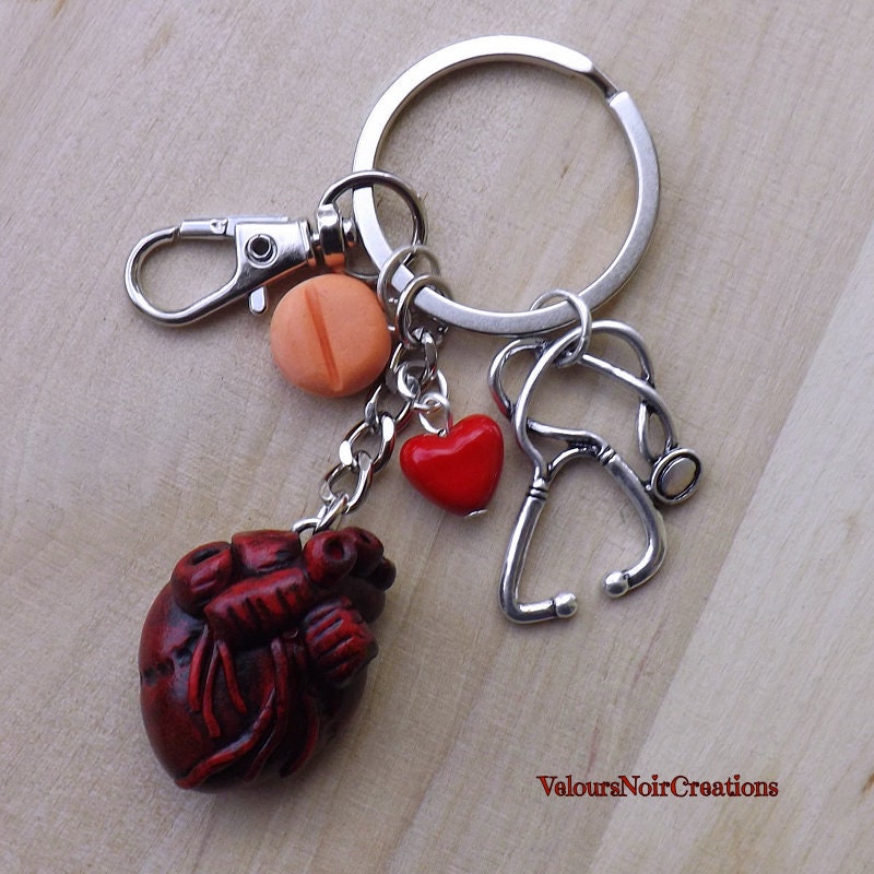 Anatomical Heart Pill and Stethoscope Keychain - Etsy UK