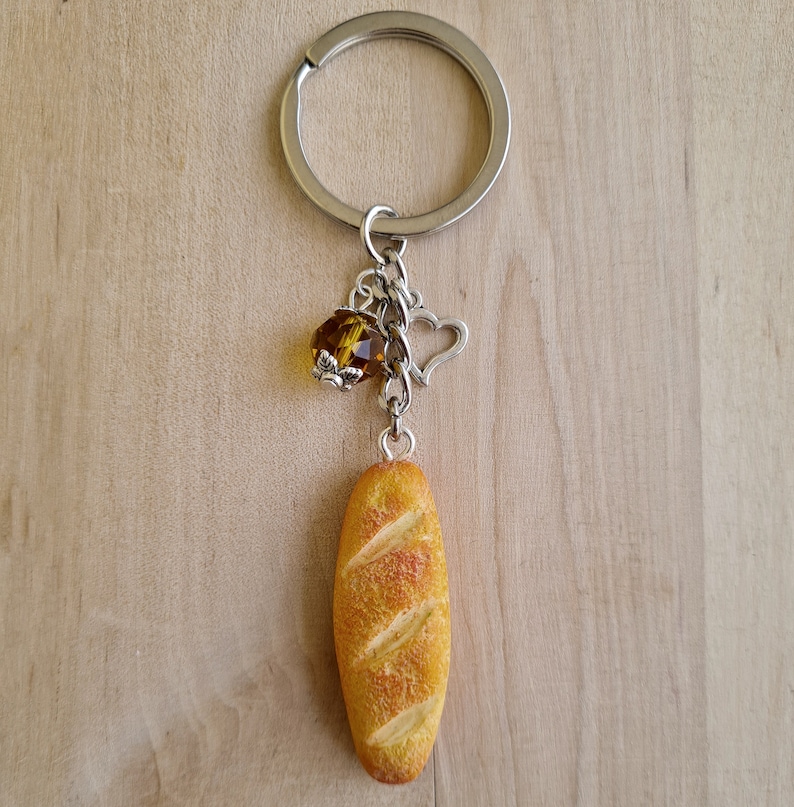 French Baguette bread keychain polymer clay | Etsy