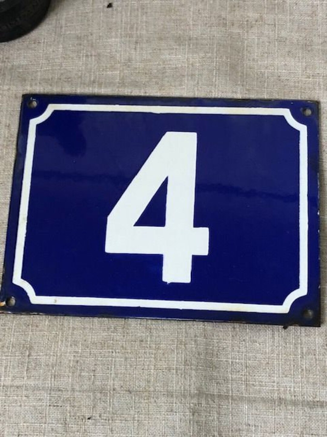 Vintage, French, Heavy Blue Enamel, House Number 4. - Etsy