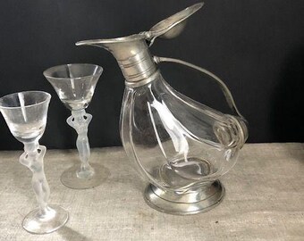 Vintage Duck Decanter by Silea Glass and Silver Plated Duck Shaped ...