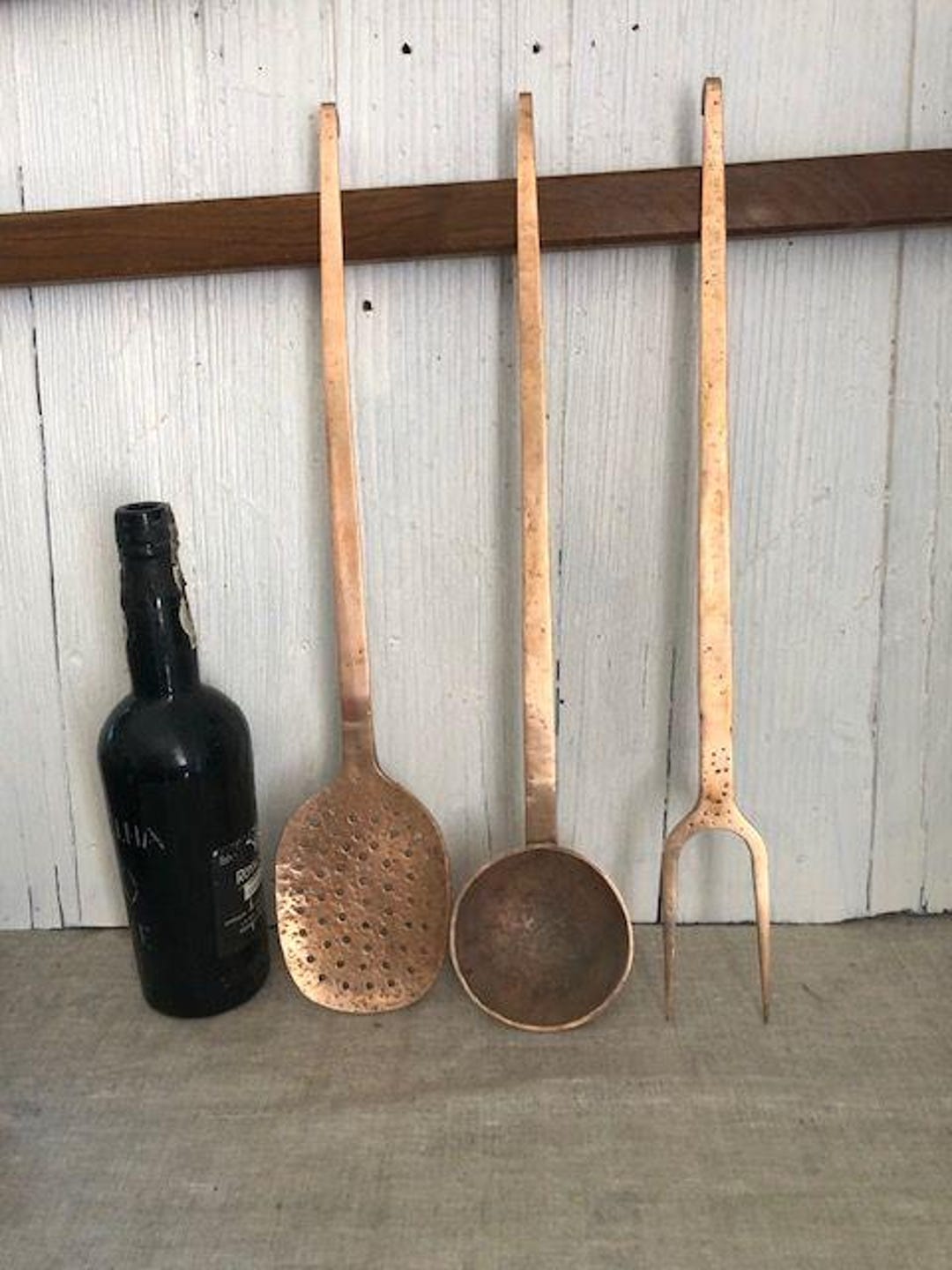 French, Antique, Large, Heavy, Kitchen Utensils, Red Copper Cookware ...