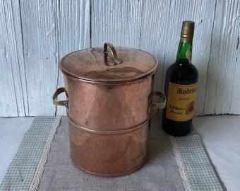 Vintage French Copper and Porcelain Double Boiler Au Bain-marie With ...