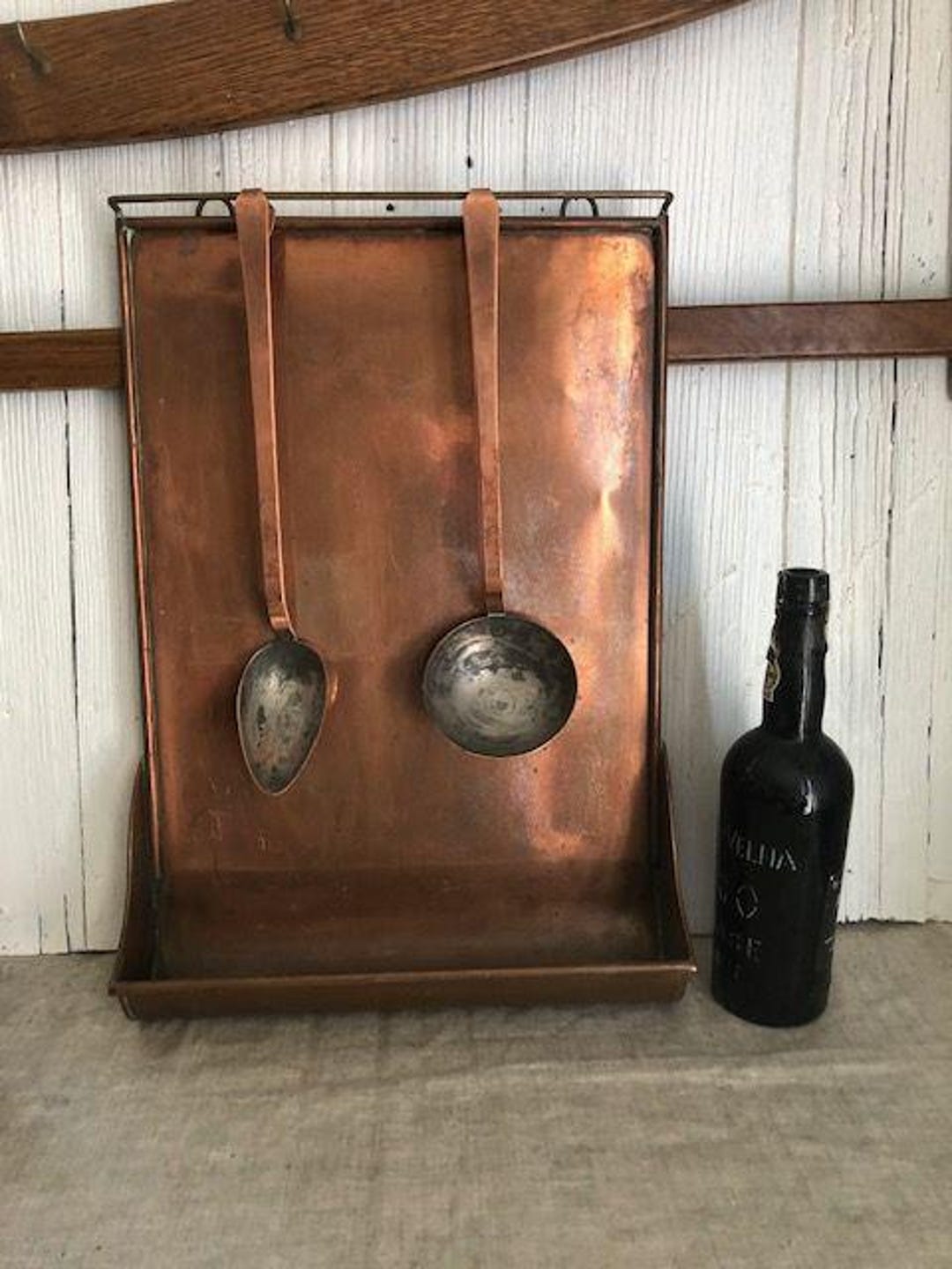 Vintage, French, Copper and Brass Utensil Holder and Two Copper ...