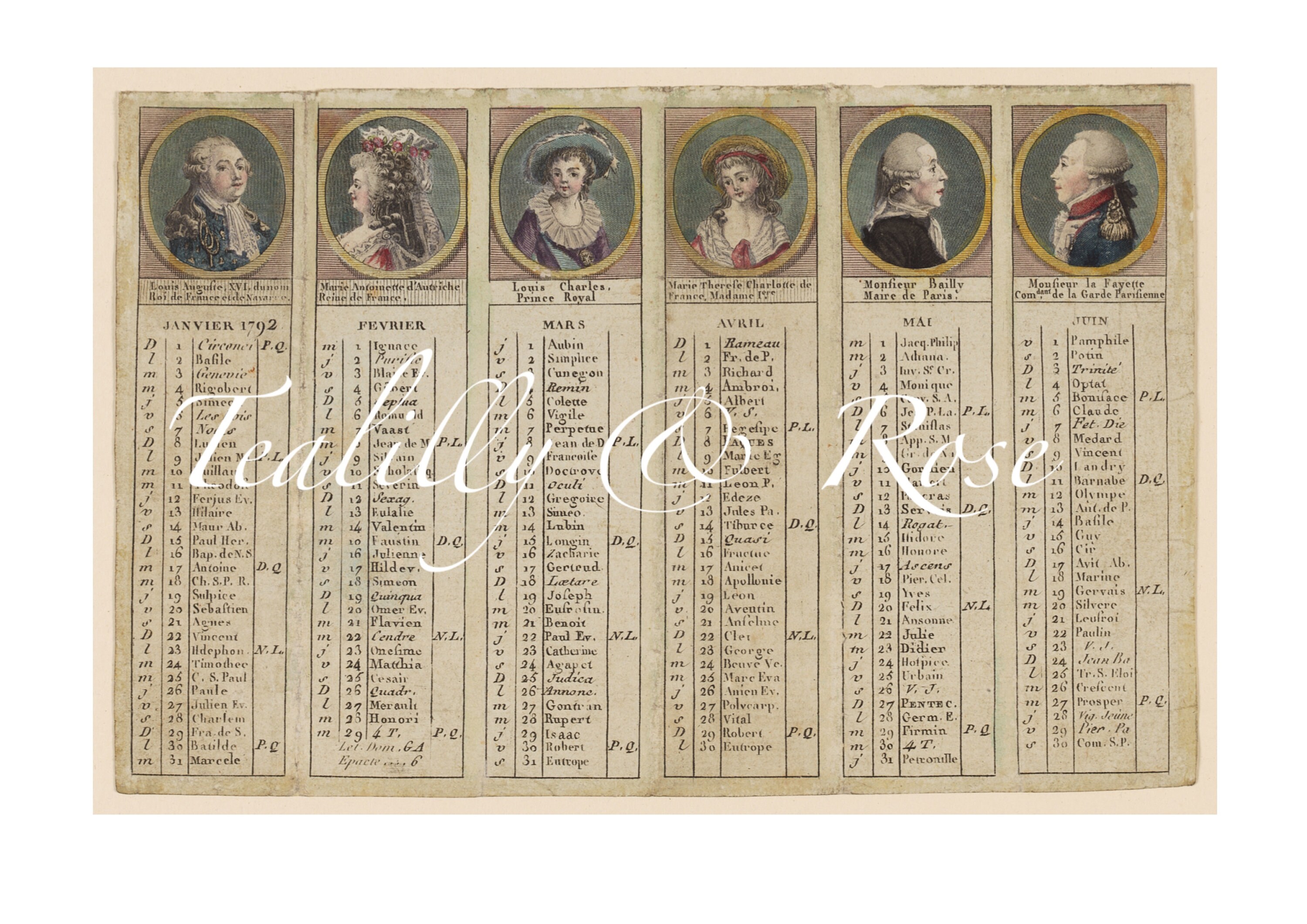 18th Century French Calendar Junk Journal Kit Digital Download ...