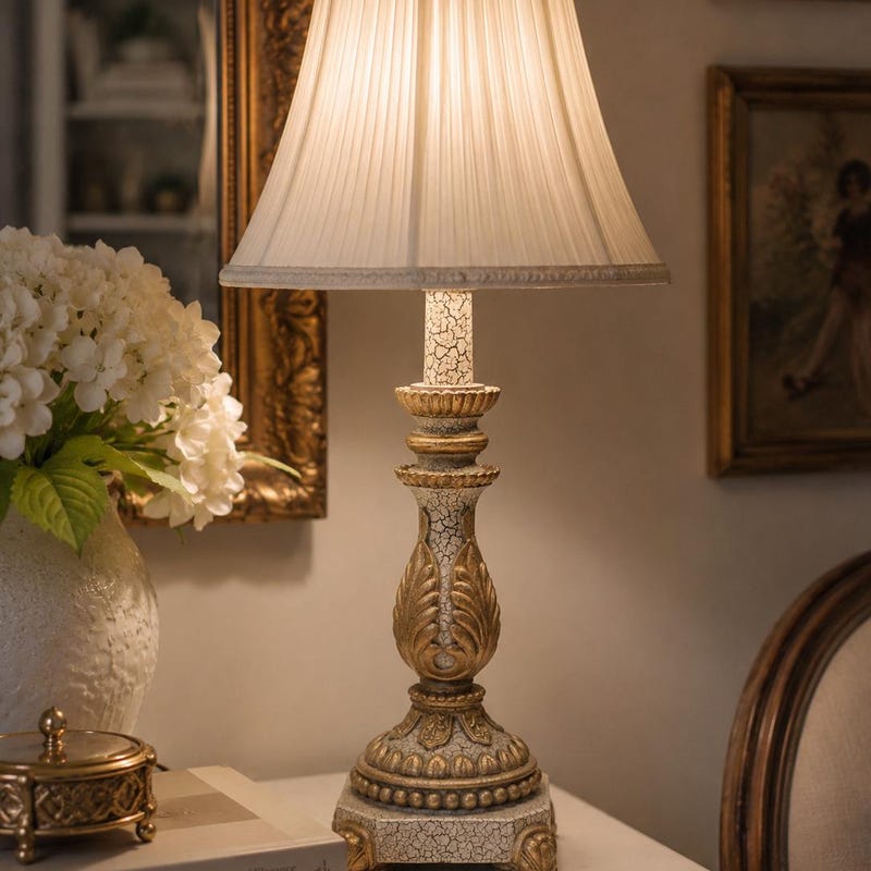 Cream and Gold Lamp Base - Etsy