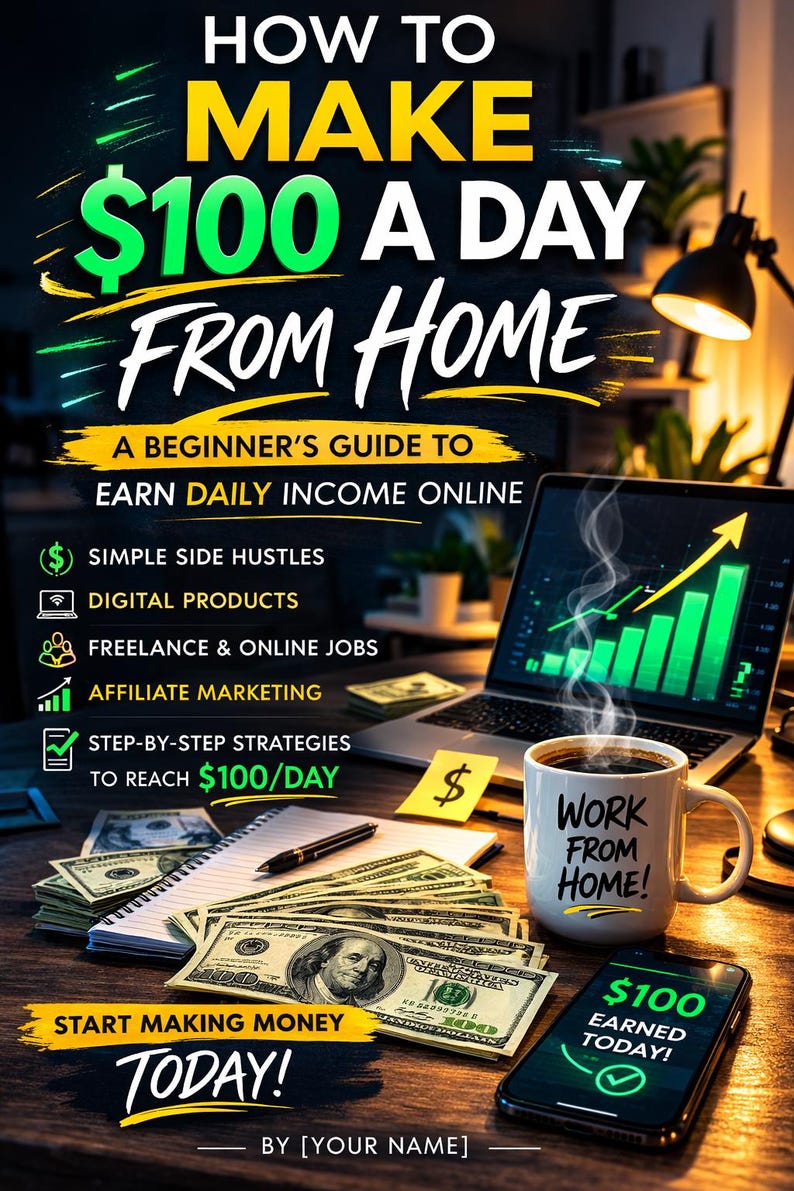 Beginner Side Hustle Guide | Earn 100 Dollars Daily From Home (PDF ...