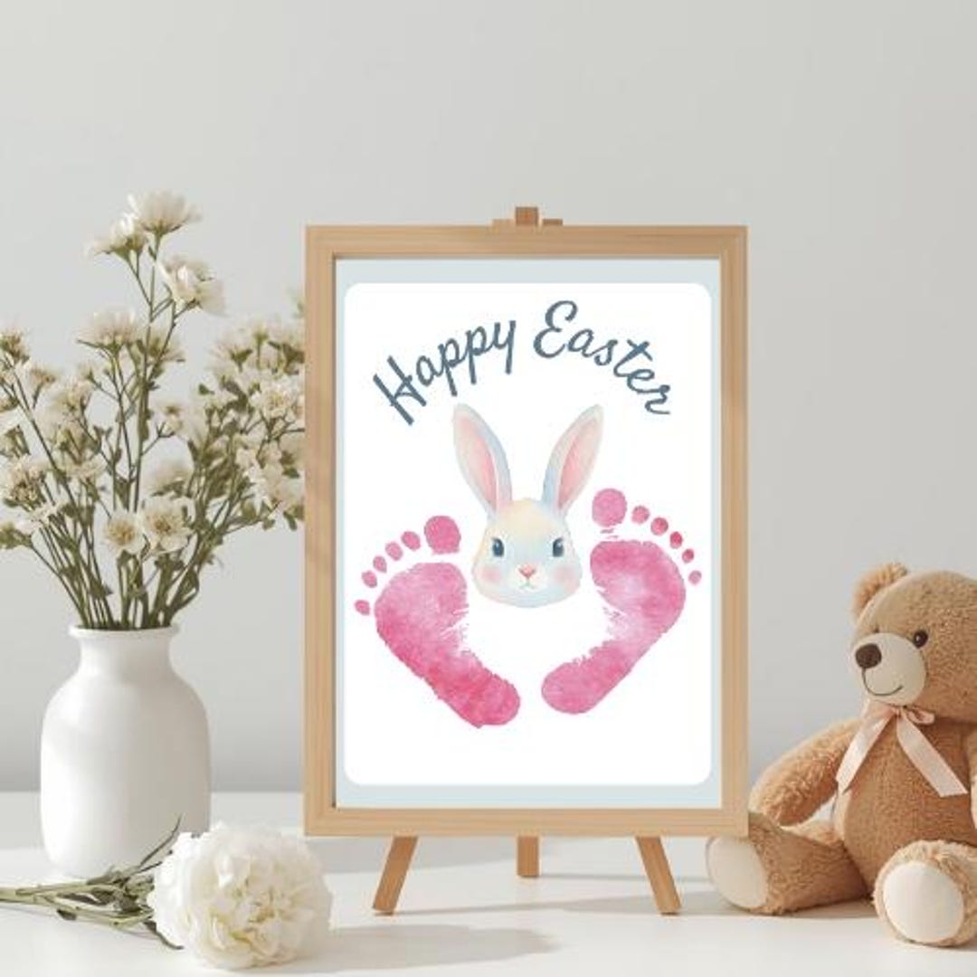 Easter Bunny Footprint Craft Printable Keepsake | Toddler and Baby DIY ...